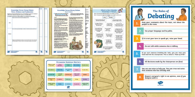 KS2 Debate Pack: Knowledge Versus Money | Twinkl Originals
